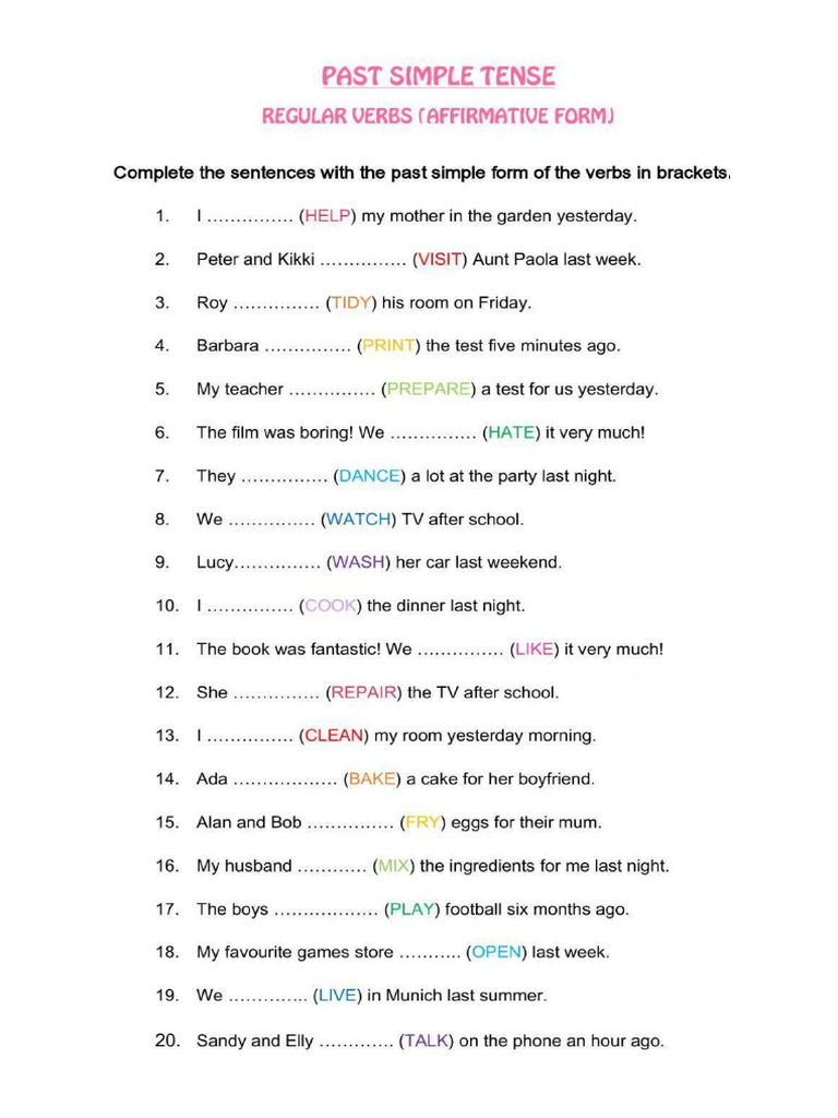 Regular Verbs - Complete Sentences and Classify Them | PDF Regular Verbs - Complete Sentences and Classify Them | PDF