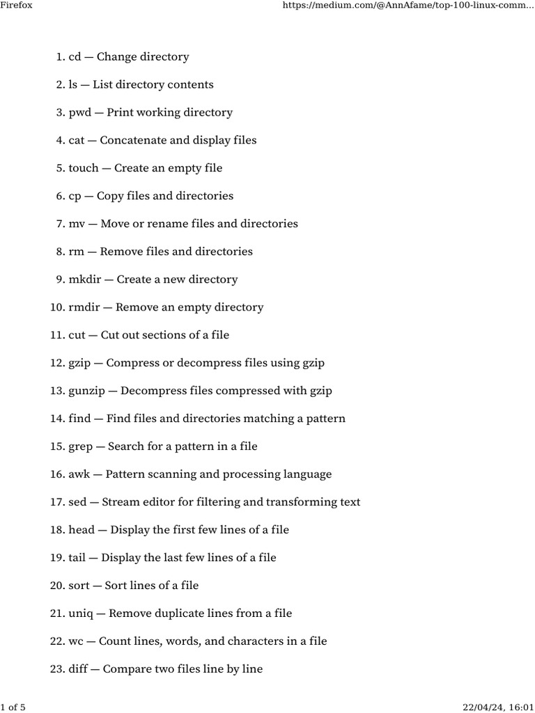 Top 100 Used Linux Commands | PDF | File Transfer Protocol | Computing