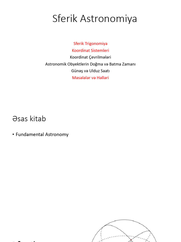Sferik Astronomiya (Slide 2024) | PDF