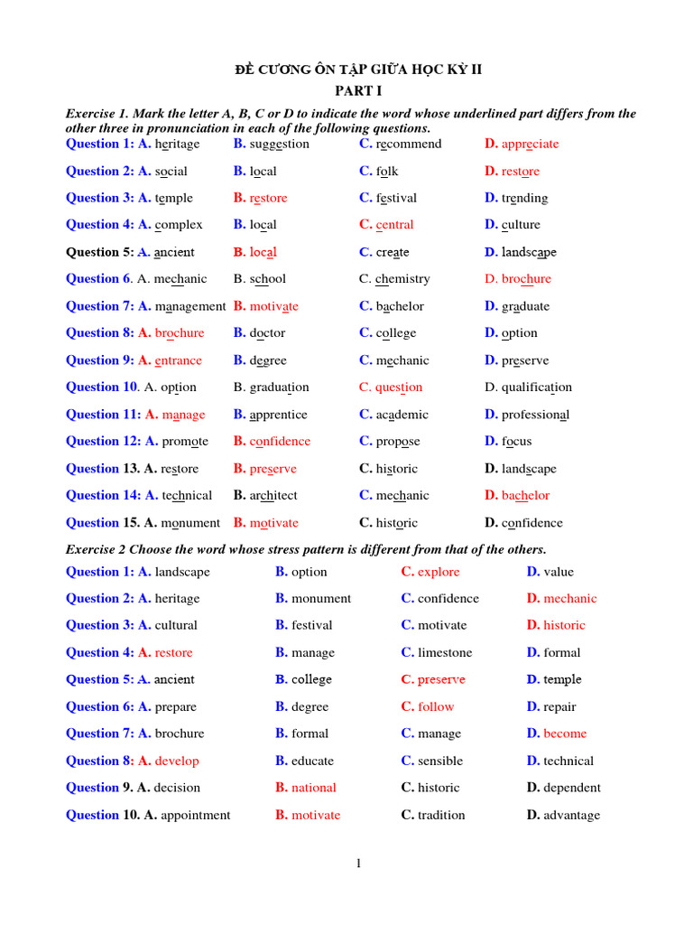 Dap An de Cuong Gk2 Tieng Anh 11 | PDF | Cultural Heritage | Adolescence