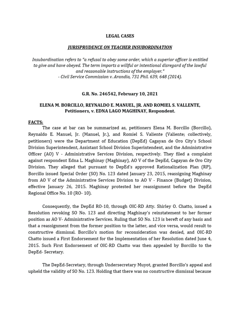 TEACHER INSUBORDINATION CASE | PDF | Complaint | Appeal