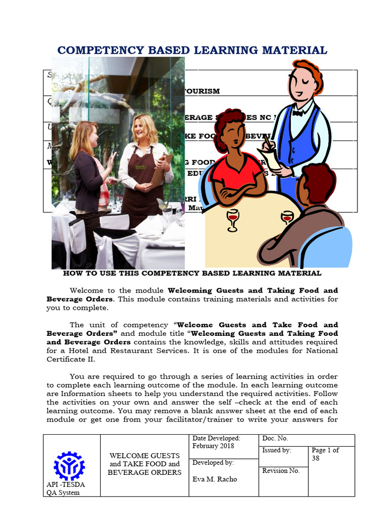 CBLM COMPETENCY 2 | PDF | Tableware | Waiting Staff