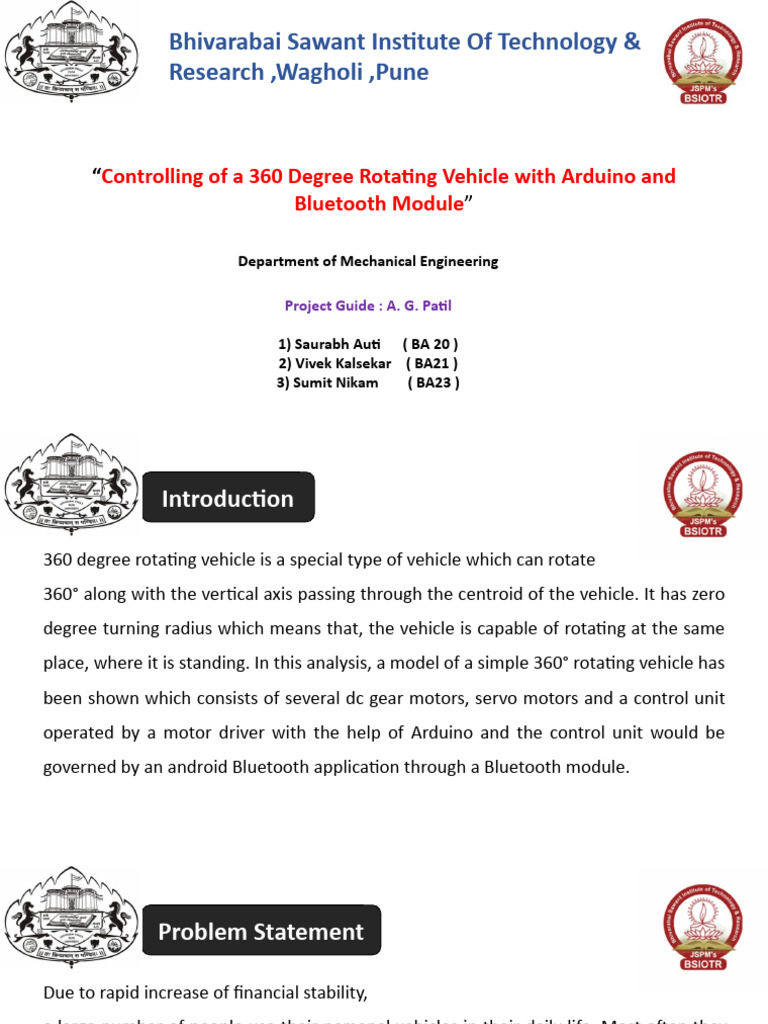 Controlling Of A 360 Degree Rotating Vehicle With Arduino And Bluetooth