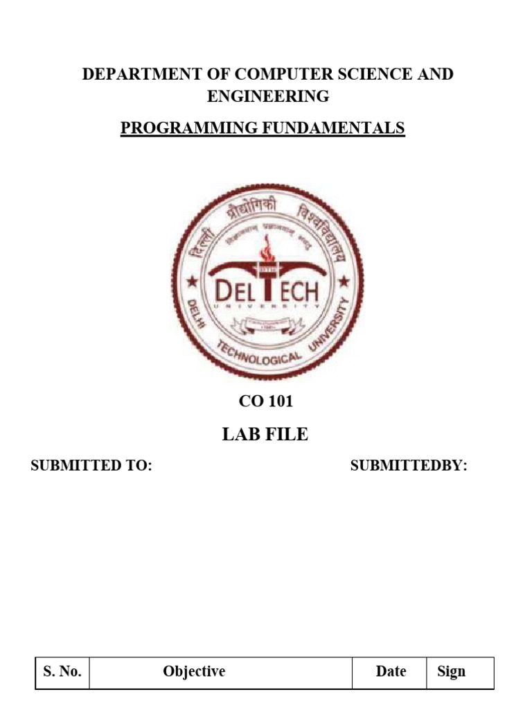 Co 1st Semester Lab File | PDF | Computer Program | Programming