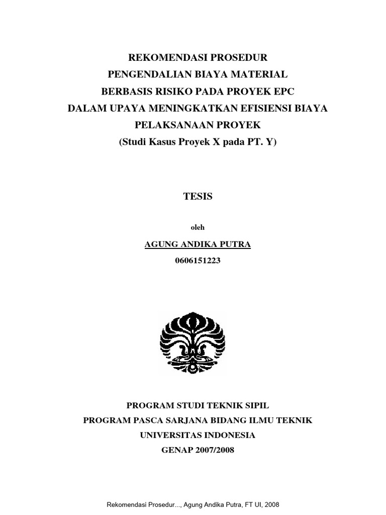 Recomendation of Material Cost Control Procedure Based On Risk in EPC Project For Increase ...