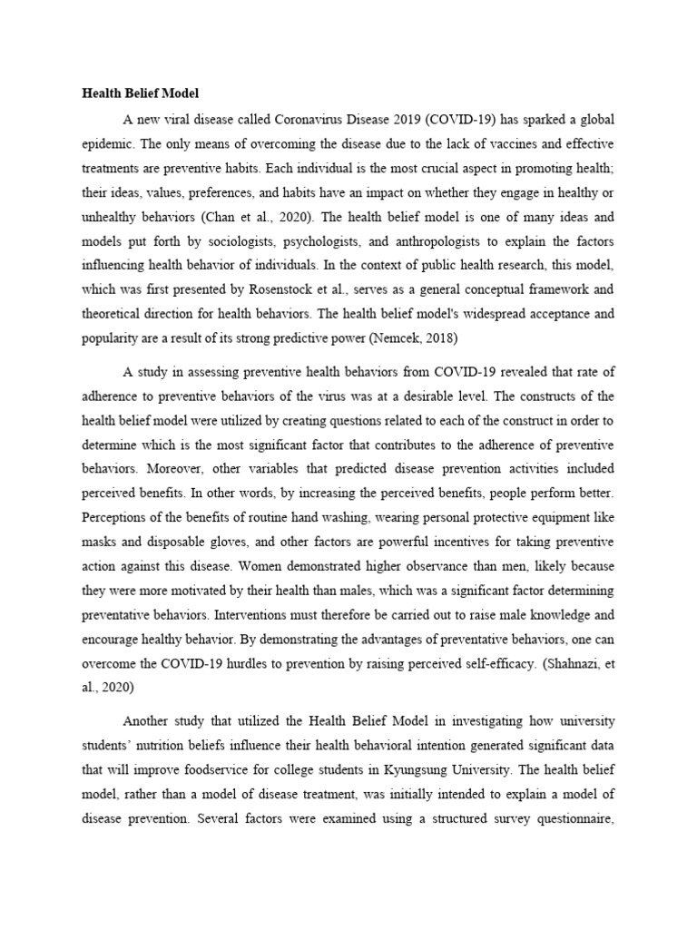 Health Belief Model | PDF | Health Care | Behavior