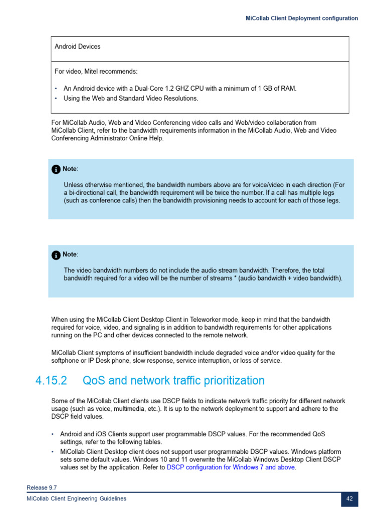 MiCollab Client QoS & Bandwidth Guide | PDF | Group Policy | Quality Of ...