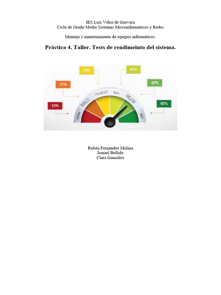 Práctica 4 Taller. Test de Rendimiento Del Sistema. | Descargar gratis ...