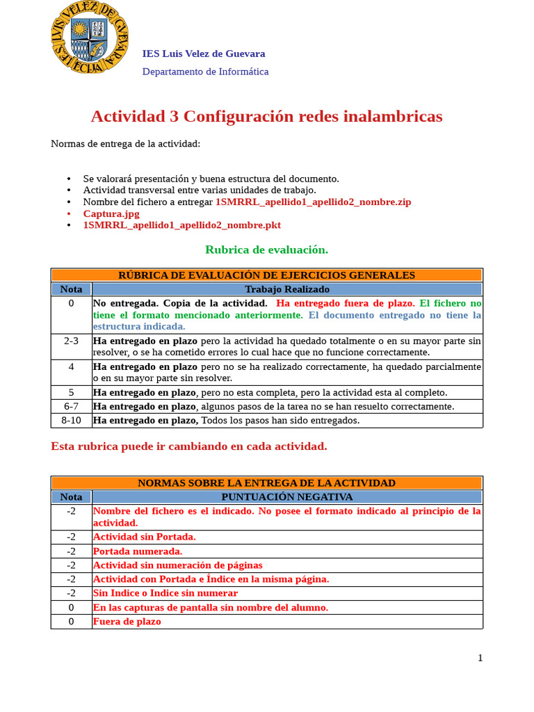 Actividad3 Configuracion Redes Inalambricas | PDF | Dirección IP | Enrutador (Computación)