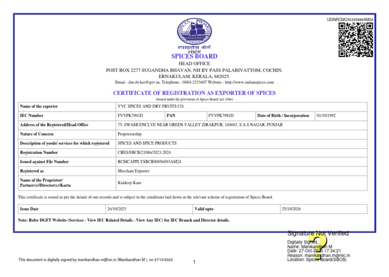 RCMC Spices Board | PDF