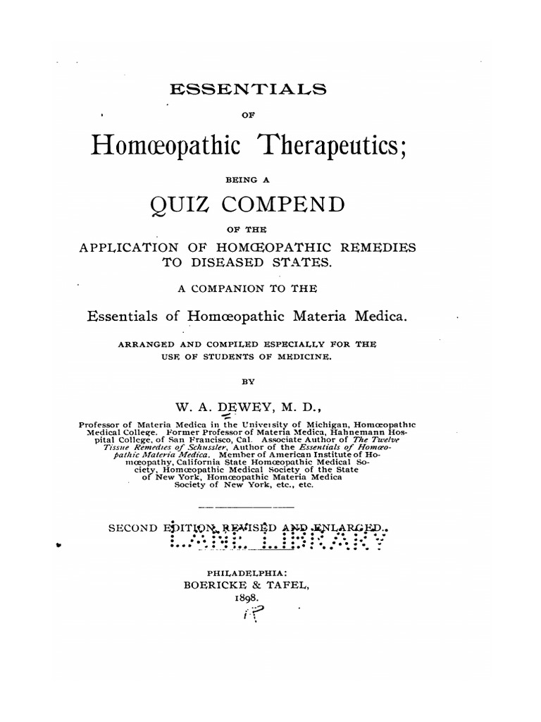 Homoeopathic Therapeutic | PDF