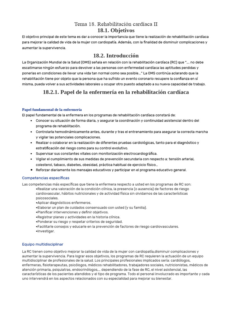 Tema 18. Rehabilitación Cardíaca Ii | Descargar gratis PDF | Enfermedades y trastornos ...