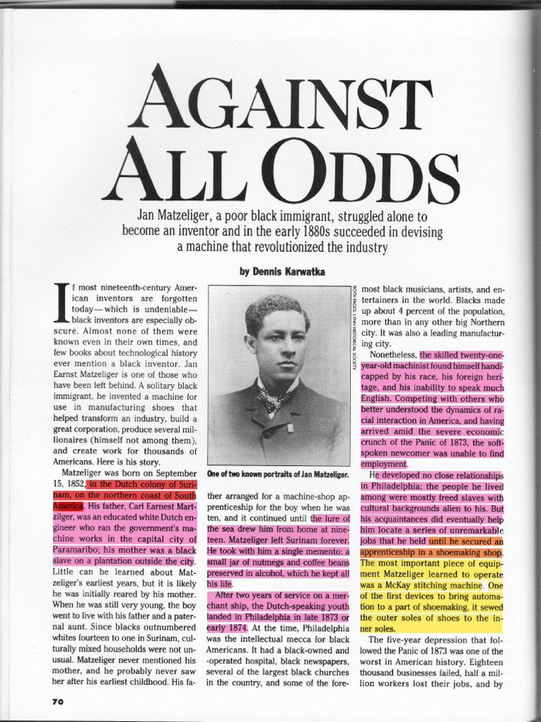 Against All Odds - Matzeliger UGS | PDF