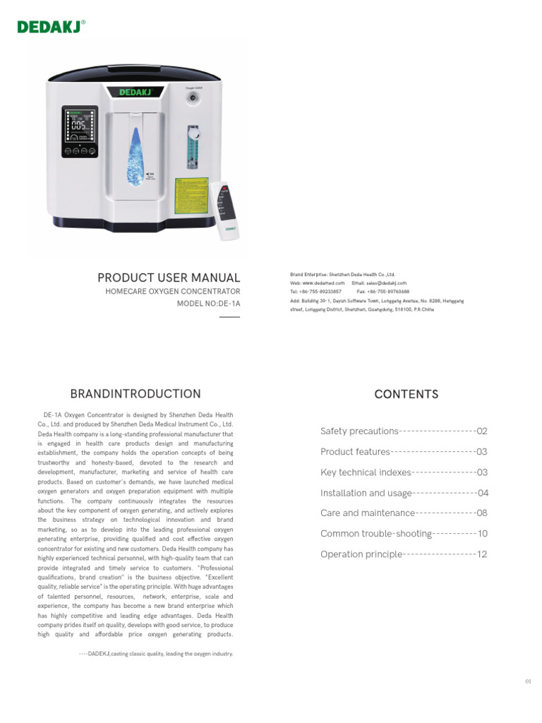Deda UserManual | PDF | Water | Oxygen