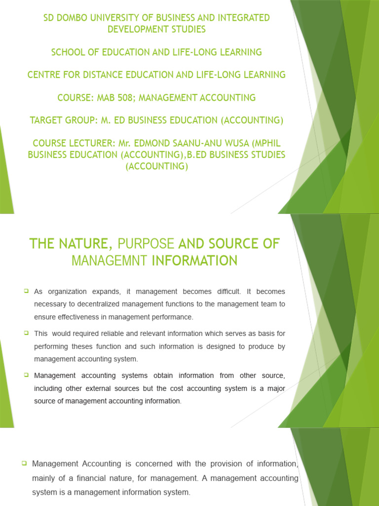 The Nature Purpose And Source Of Managemnt Accounting Pdf