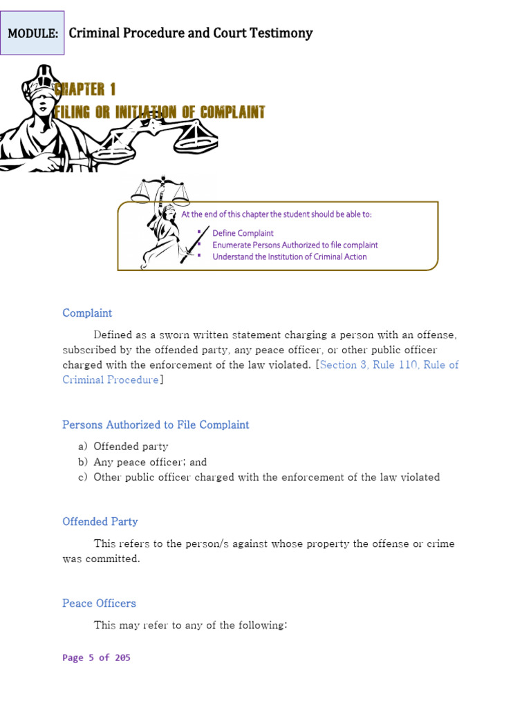 Chapter 1 - Filing or Initiation of Complaint | Download Free PDF ...