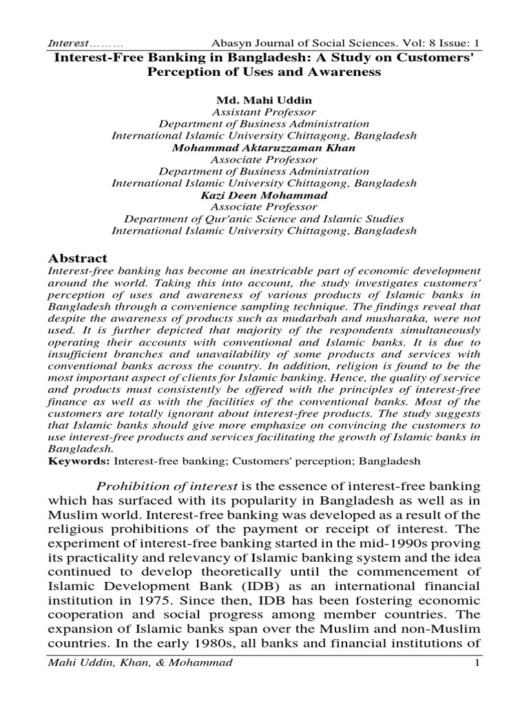 Interest Free Banking in Bangladesh A ST | PDF | Islamic Banking And ...