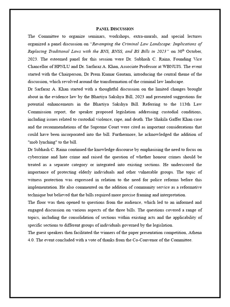 Annual Report 2023-2024 Panel Discussion | PDF