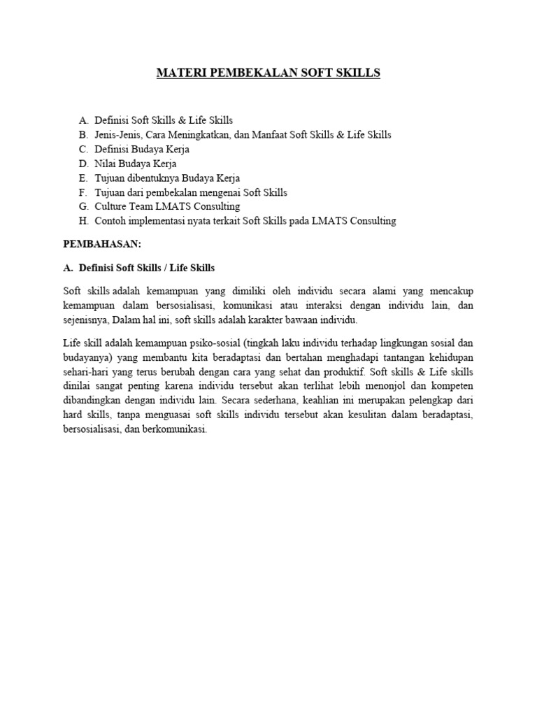 Materi Soft Skills SMK N 1 Mas Ubud | PDF