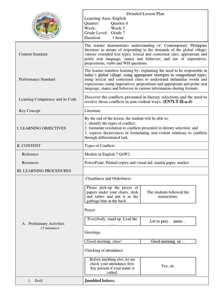 G7 LESSON PLAN Q4 M3 | PDF
