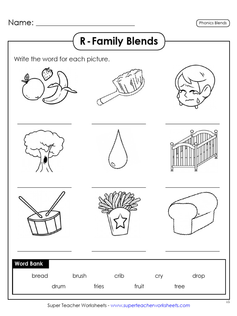 R-Family Blends Phonics Worksheet | PDF