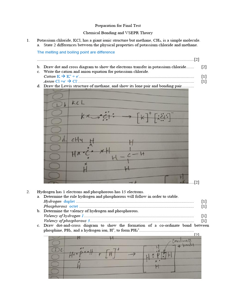 Preparation For Final Test | PDF | Chemical Bond | Ion
