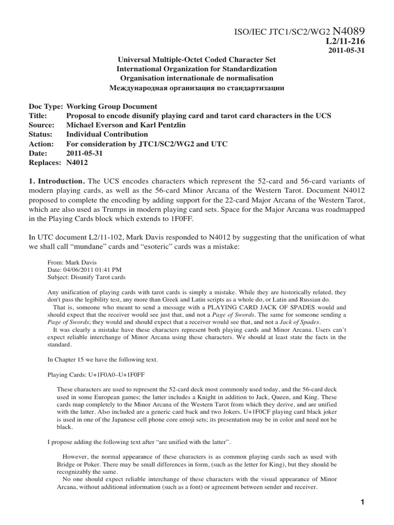 n4089 unicode | PDF | Major Arcana | Playing Cards