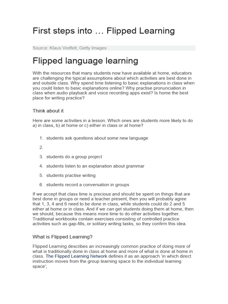 Flipped Learning | PDF | Teachers | Learning