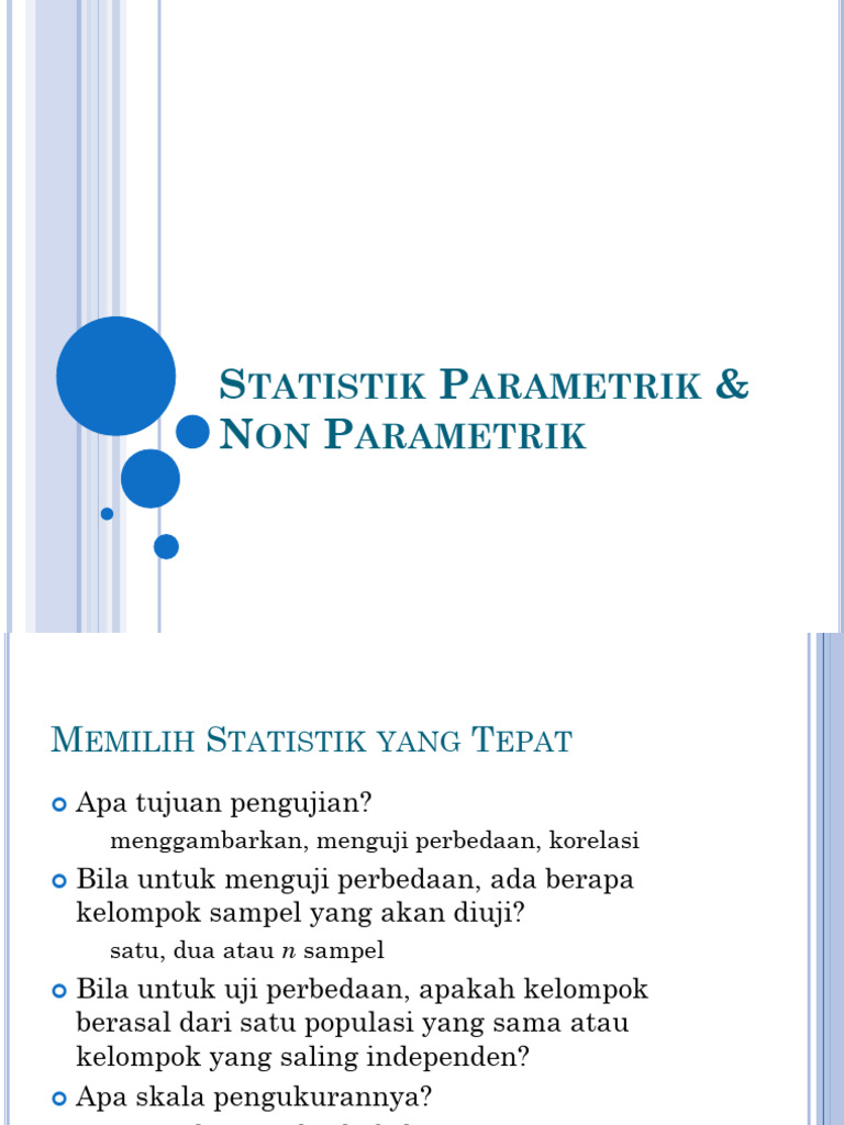 STATISTIK PARAMETRIK and NON PARAMETRIK | PDF