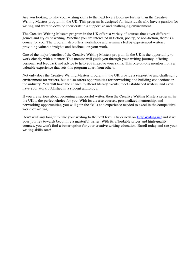 Creative Writing Masters Uk | PDF | Creative Writing | Mentorship