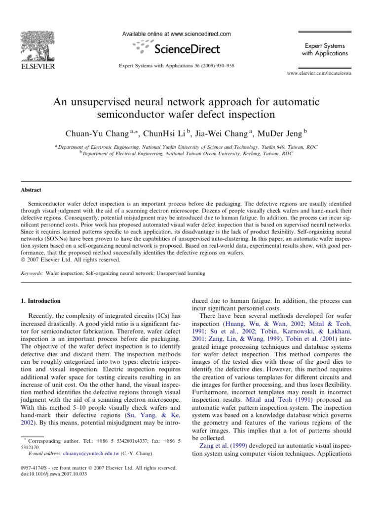 An Unsupervised Neural Network Approach For Automatic Semiconductor ... An Unsupervised Neural Network Approach For Automatic Semiconductor ...