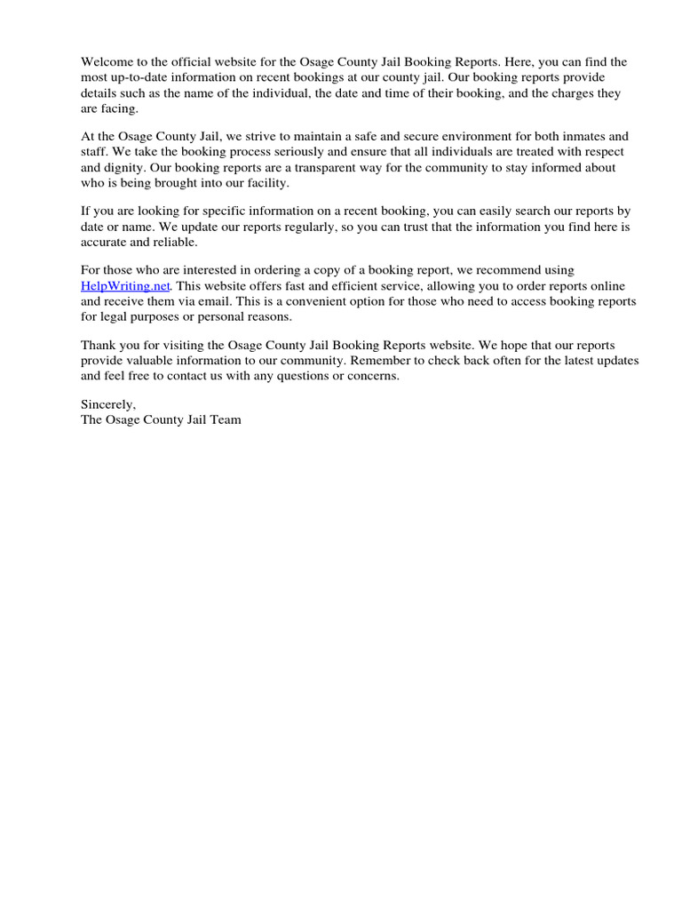 Osage County Jail Booking Reports | PDF | Prison | Arrest