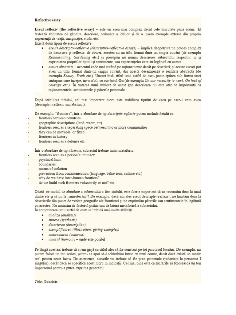 Eseu Reflectiv | PDF | Traditions