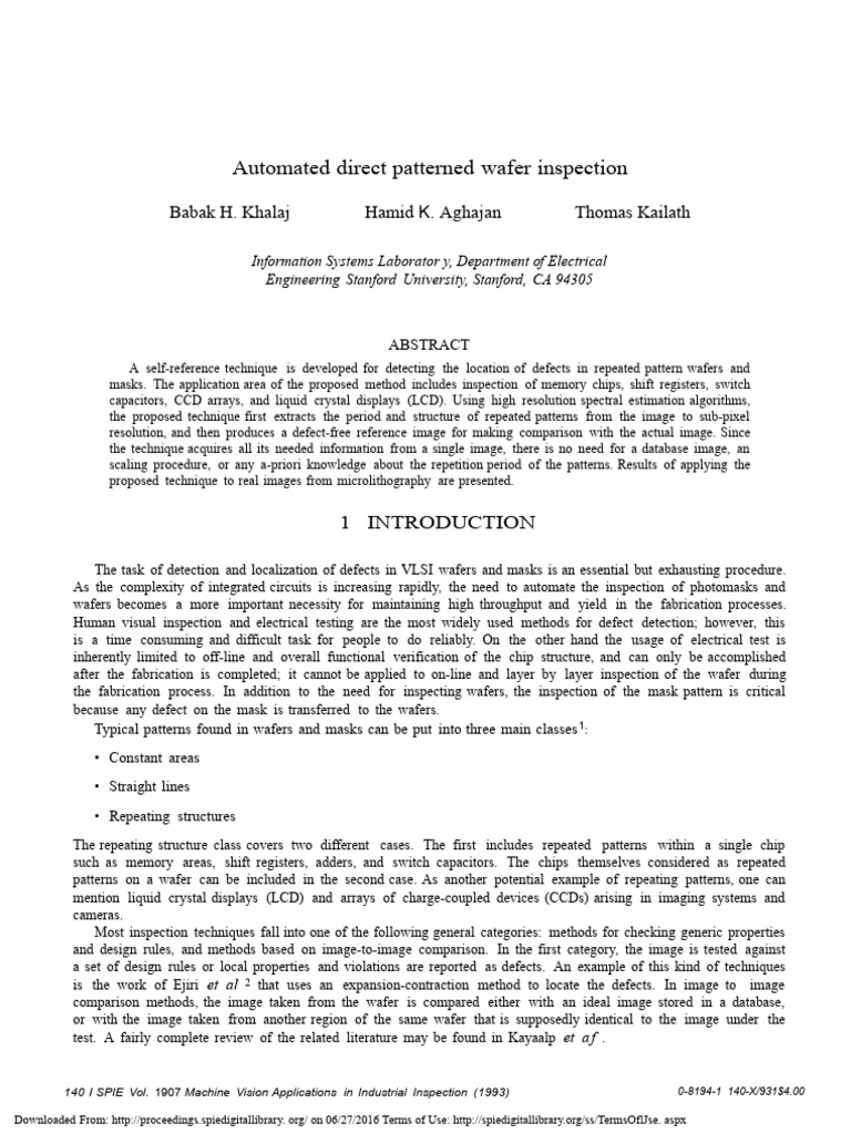 Automated Direct Patterned Wafer Inspection | PDF | Pixel | Linear Subspace