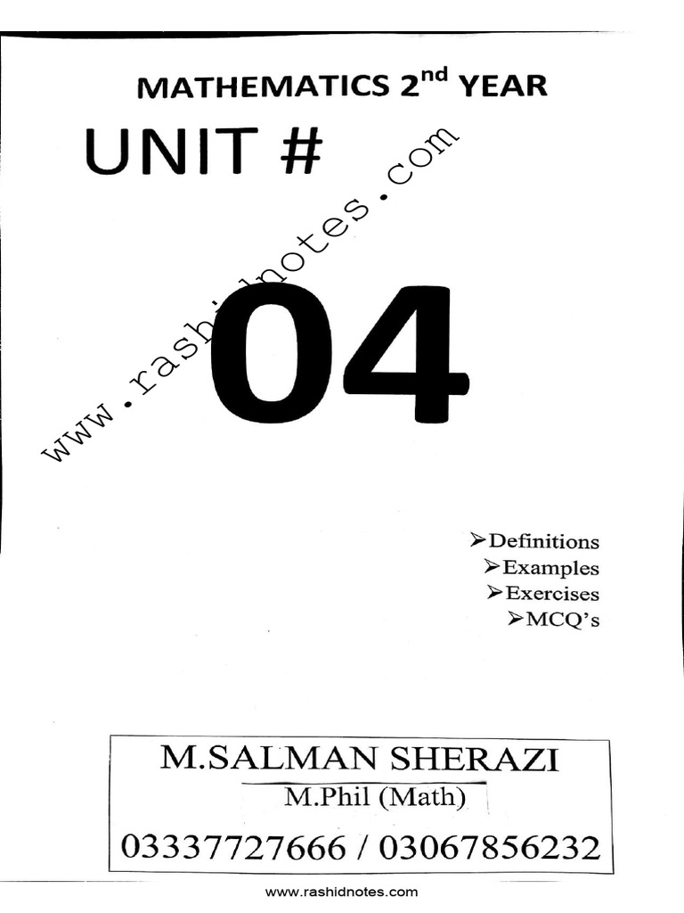 2nd Year Math Chapter No. 4 Notes | PDF | Estilo de vida