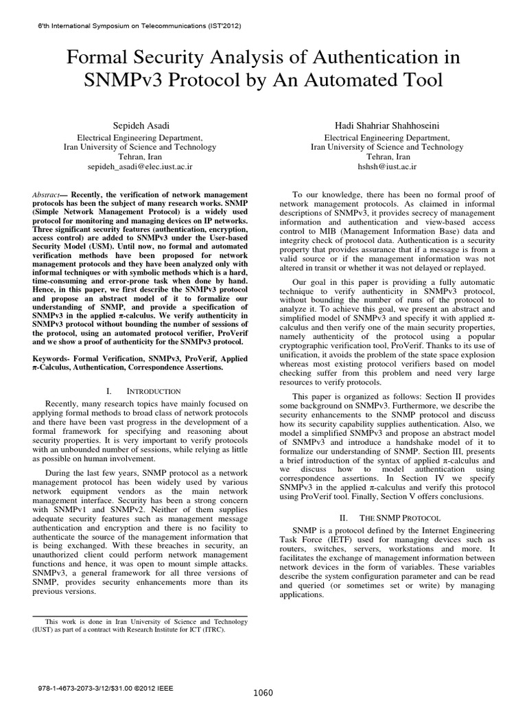 Formal Security Analysis of Authentication | PDF | Cryptography | Computer Science