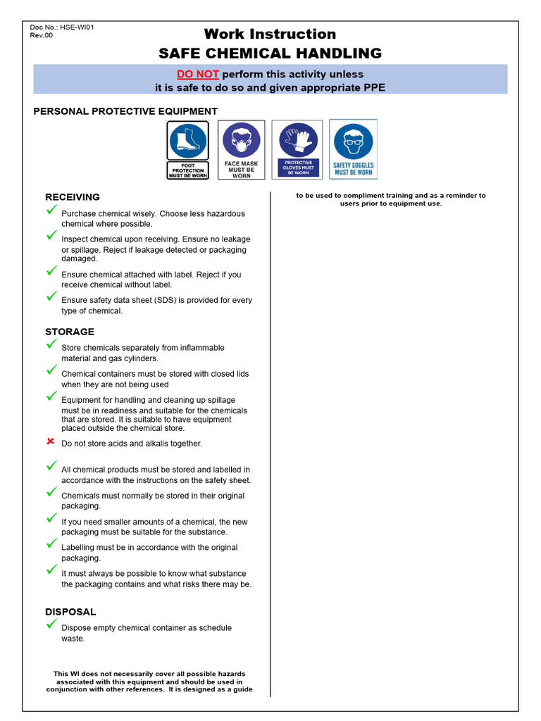 HSE-WI01 Safe Chemical Handling | Download Free PDF | Safety ...