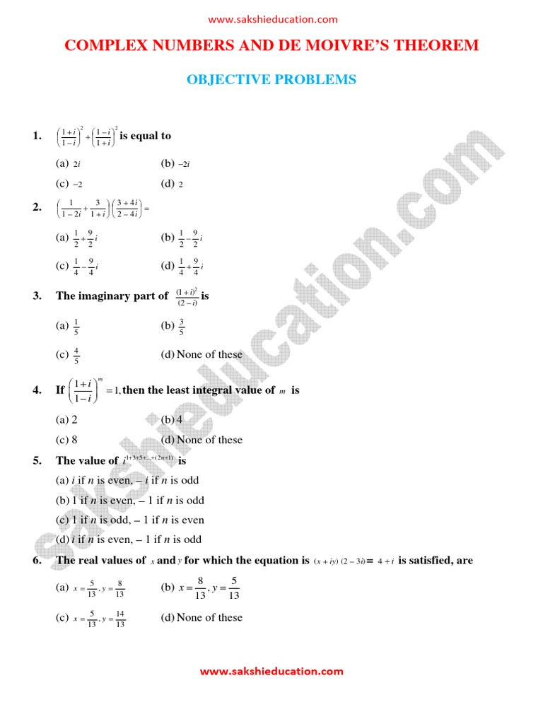 Complex Numbers de Moivre Theorem | PDF | Complex Number | Coordinate ...