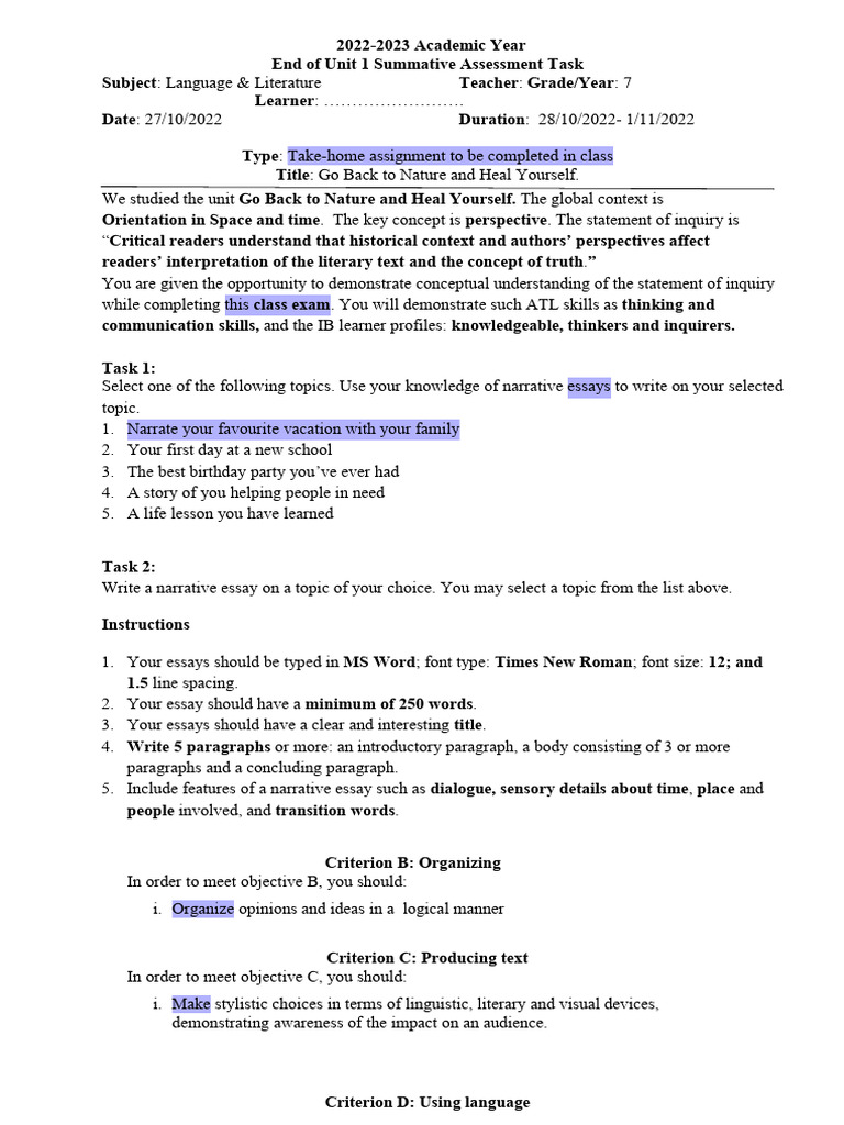 Draft summative ASSESSMENT TASK L&L | PDF | Linguistics | Vocabulary