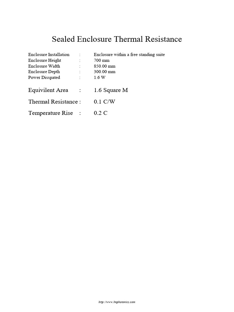Cabinet Thermal Resistance Calculation | PDF