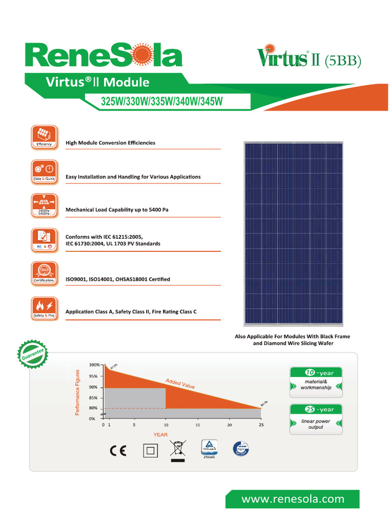 Renesola 335Wp Datasheet1 | PDF