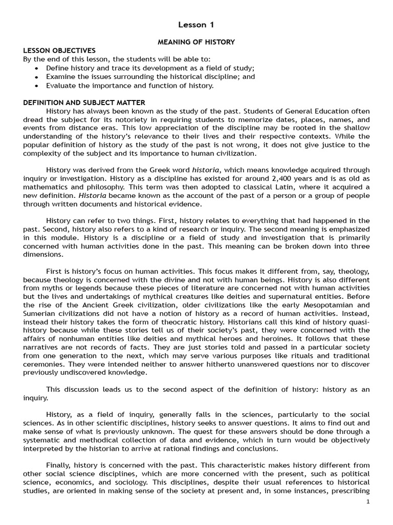 Lesson 1 | PDF | Historiography | Historian