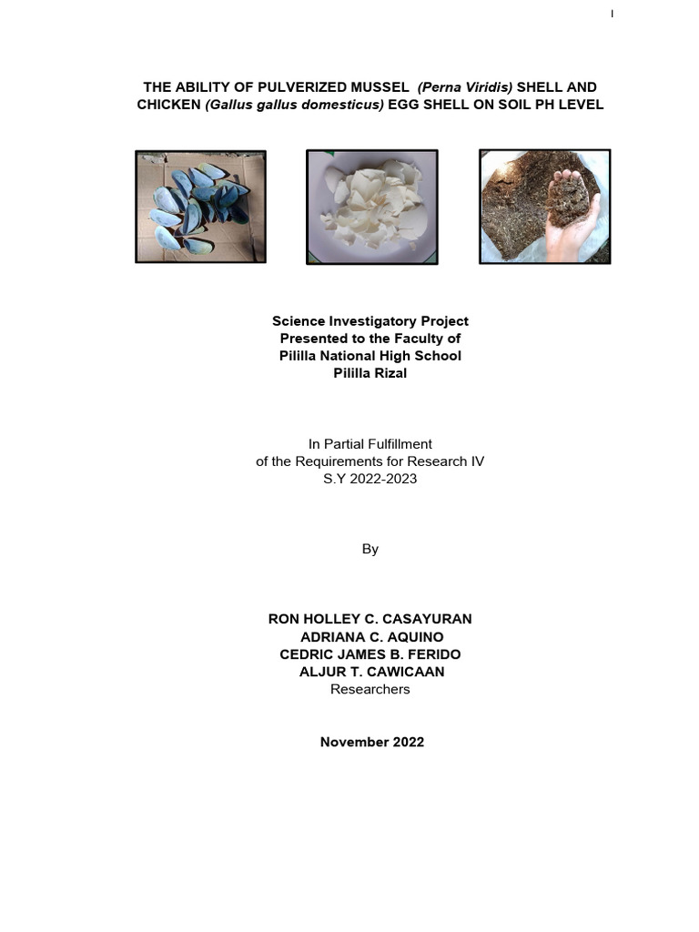 THE ABILITY OF PULVERIZED MUSSEL (Perna Viridis) SHELL AND CHICKEN ...