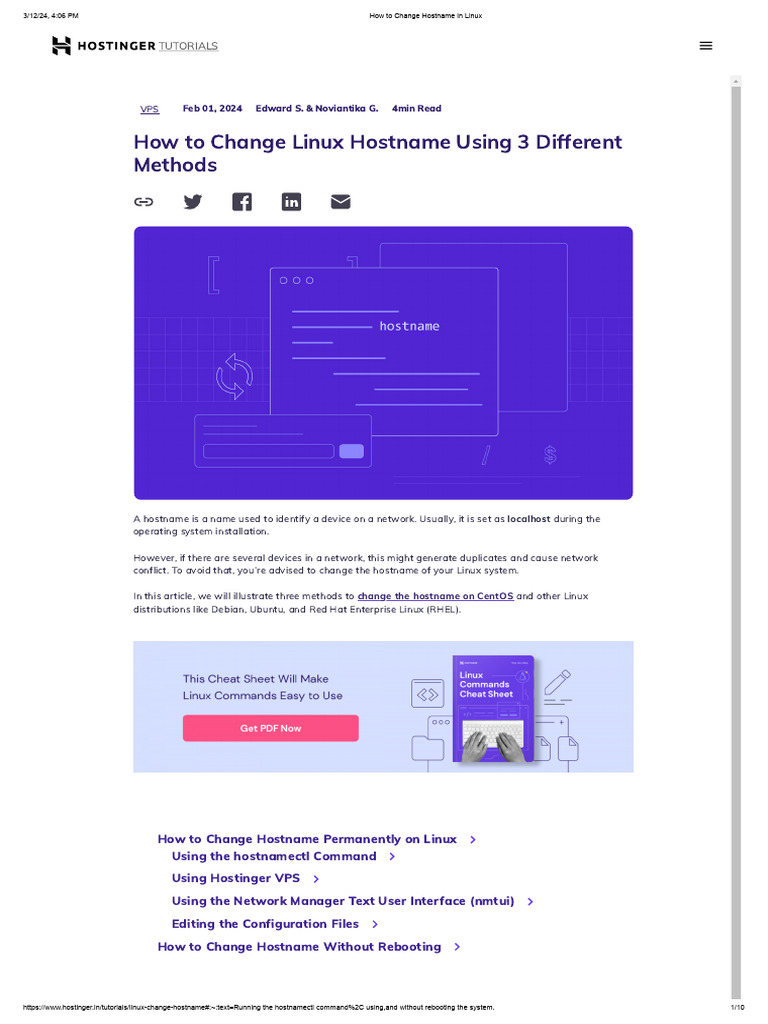 How To Change Hostname in Linux | PDF | Linux | Software