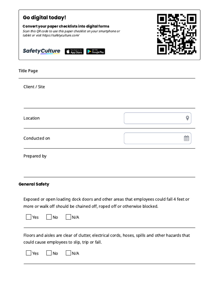OSHA Warehouse Safety Checklist - SafetyCulture | PDF