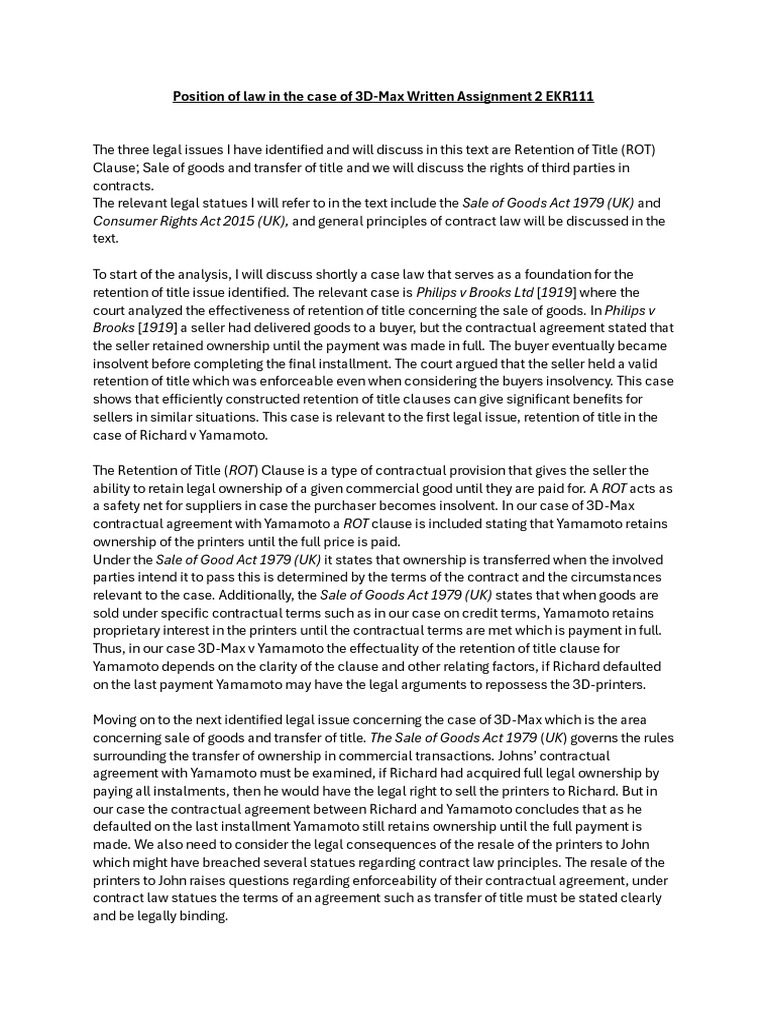 Position of Law in The Case of 3D-Max | PDF | Business | Consent