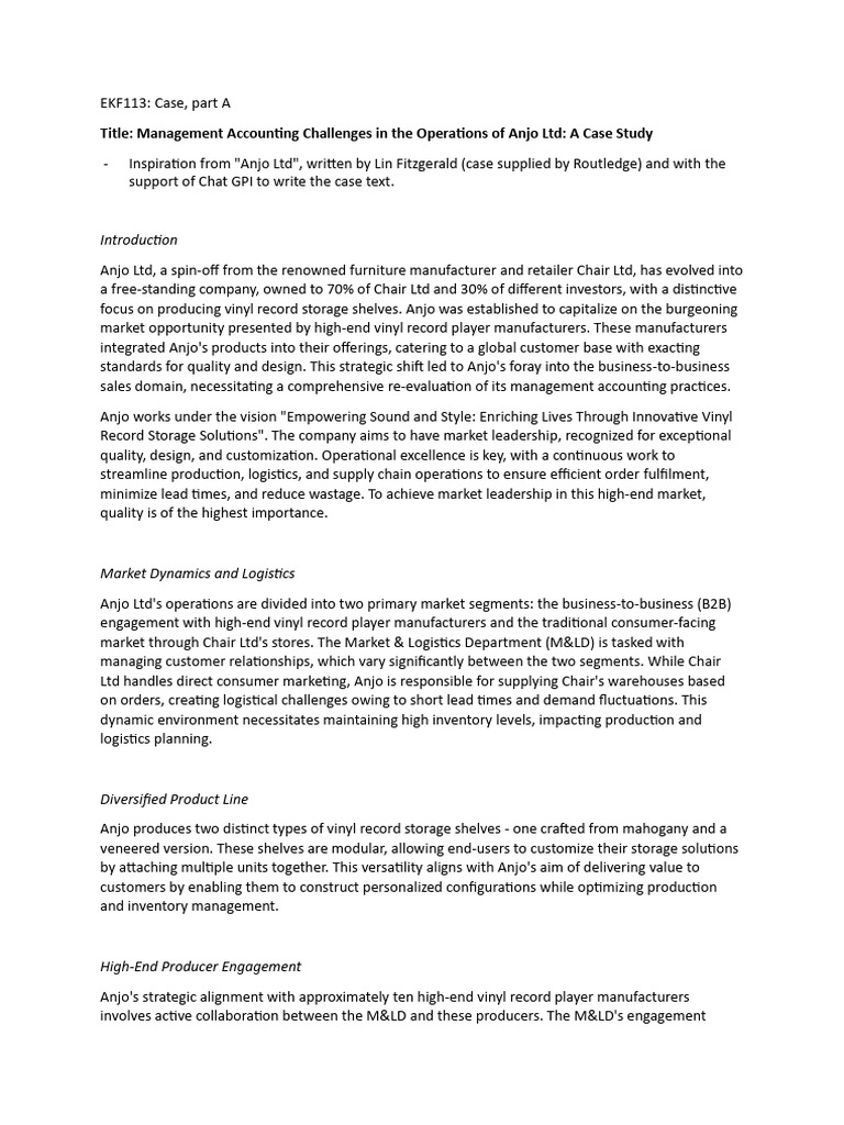 Case Description Part A | PDF | Logistics | Inventory