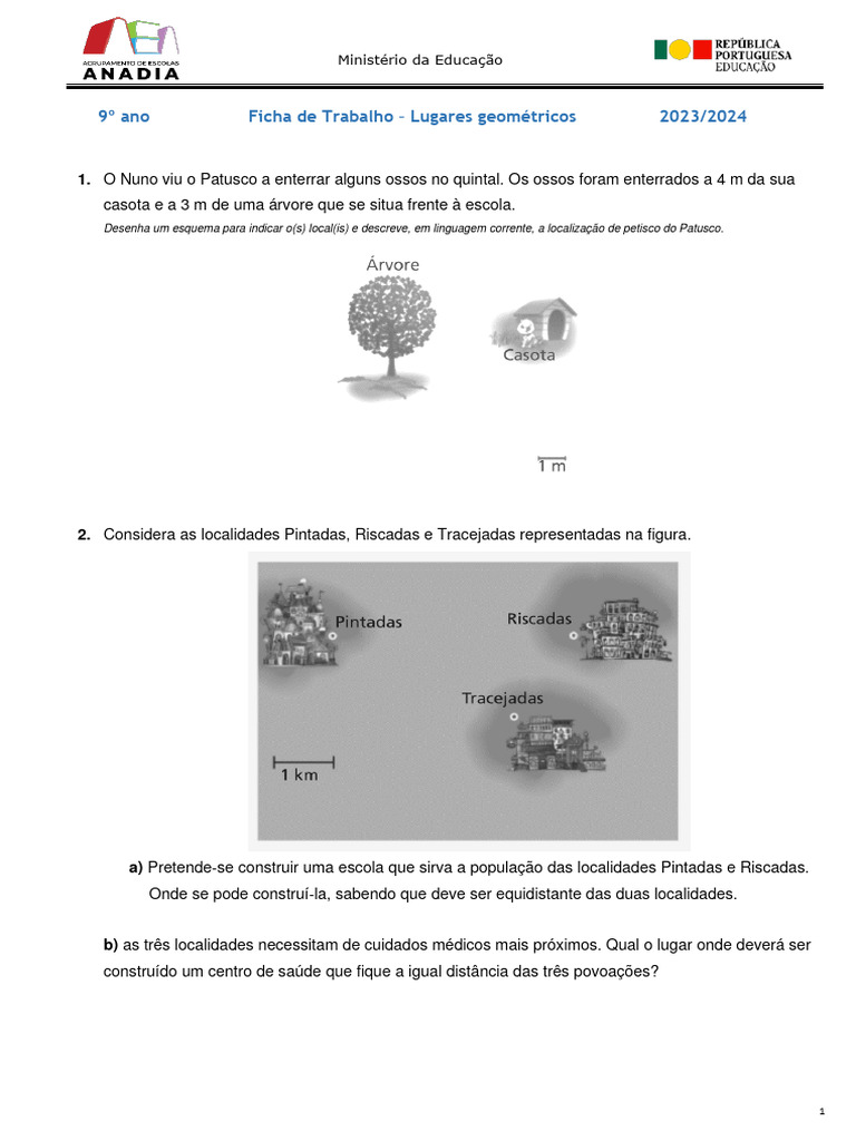 Ficha Trabalho Lugares Geometricos | PDF | Mapa | Antena (rádio)