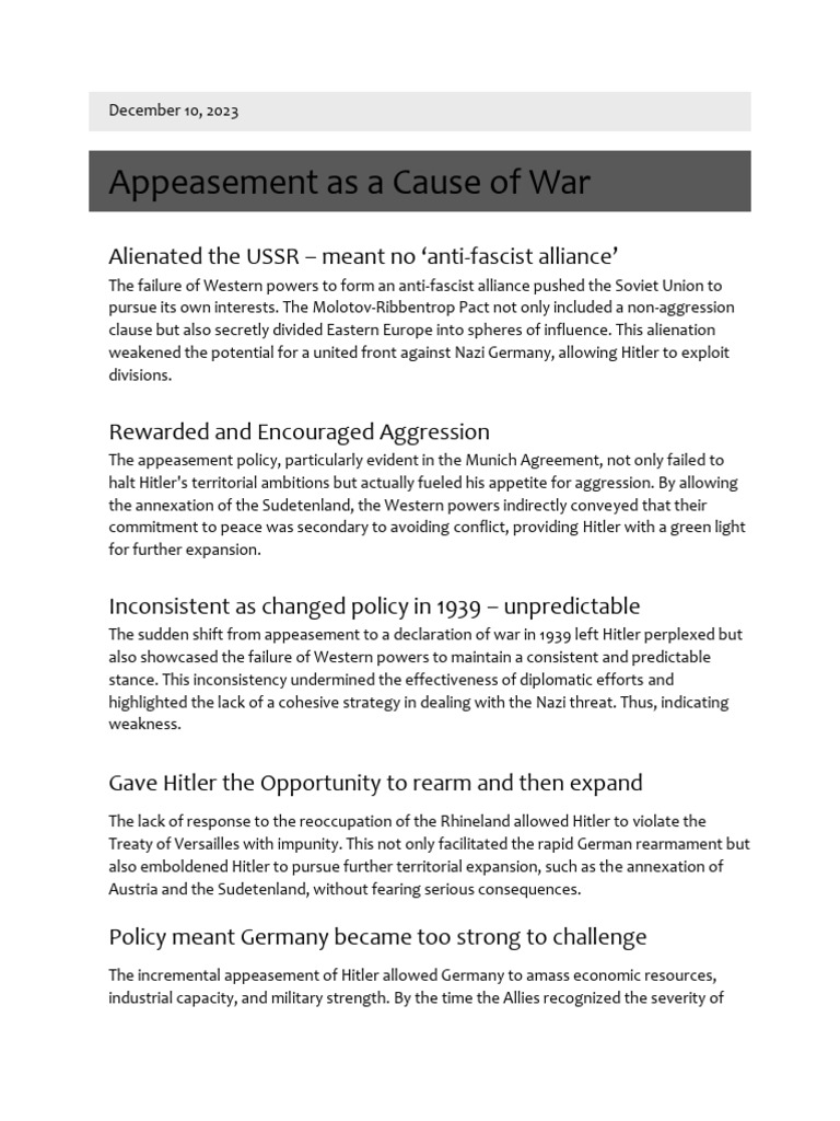 How Appeasement Led to WWII | PDF | Adolf Hitler | World War II