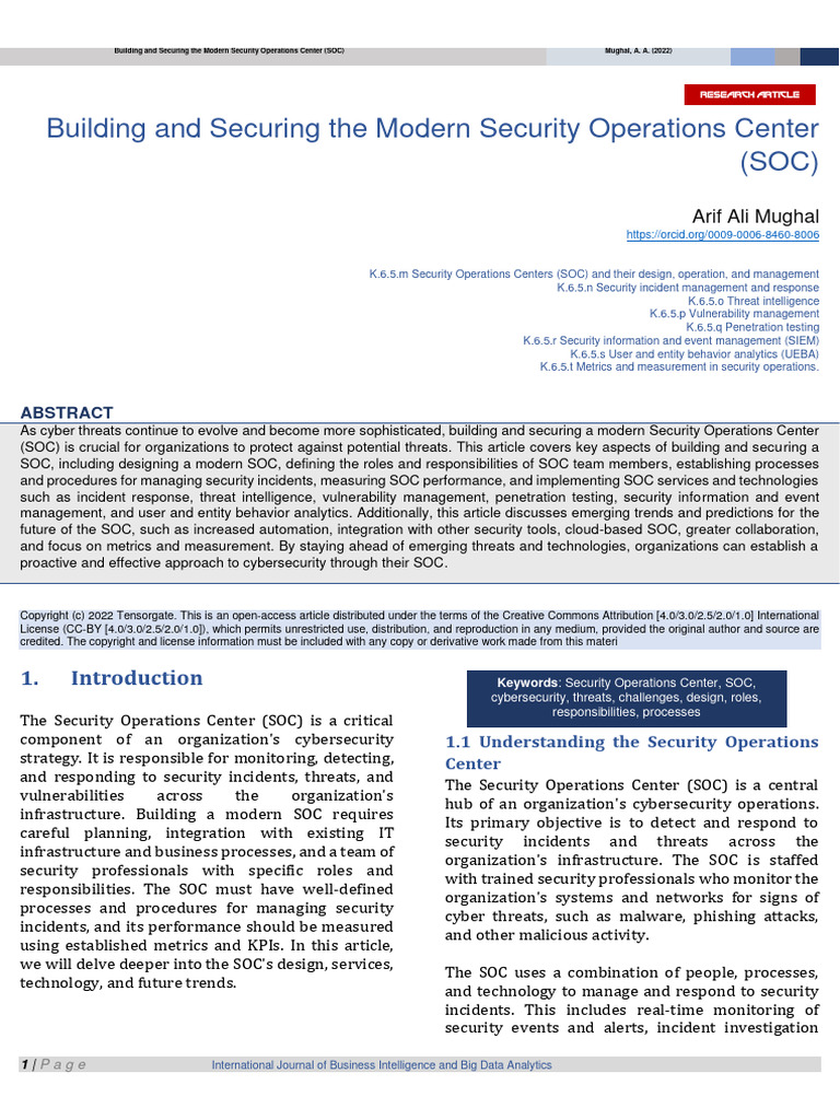 Building and Securing The Modern Security Operations Center (SOC) | PDF | Security | Computer ...